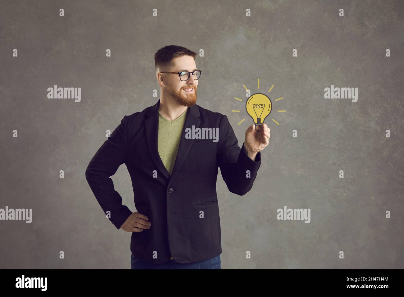 Man bulb excited hi-res stock photography and images - Alamy