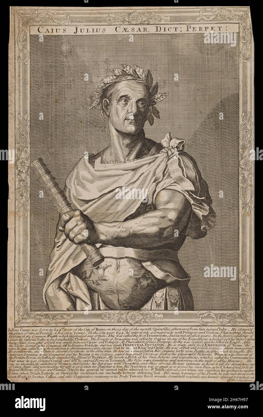 Julius Caesar. Line engraving, 16--, after A. Sadeler after Titian ...