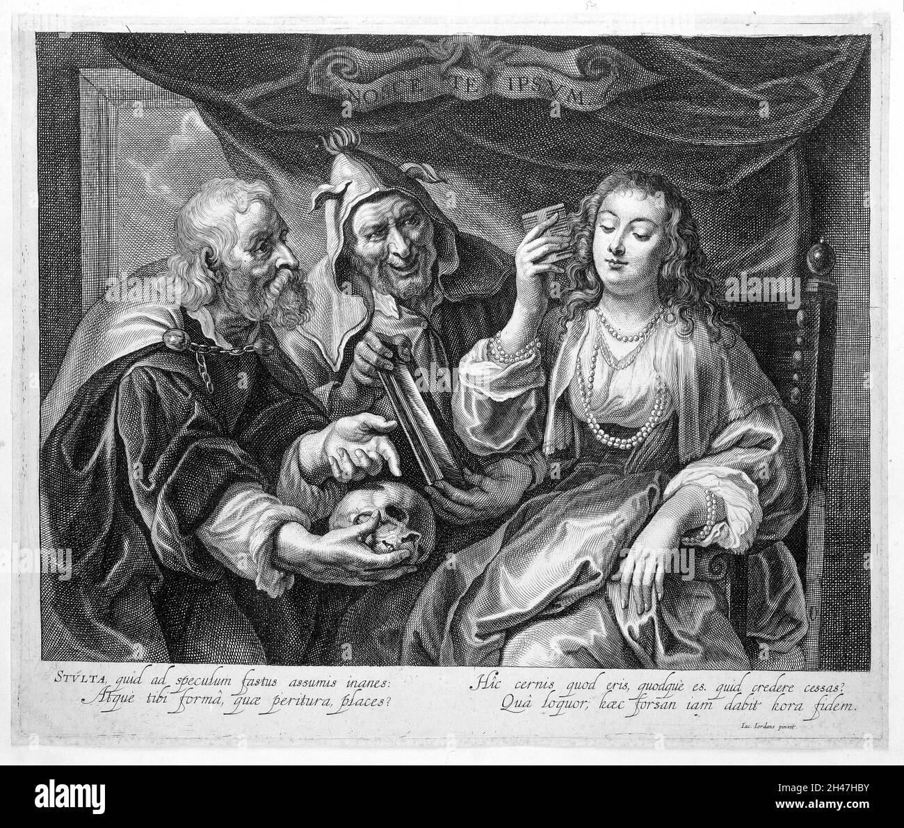 A vain woman combing her hair, a fool showing her her face in a mirror ...