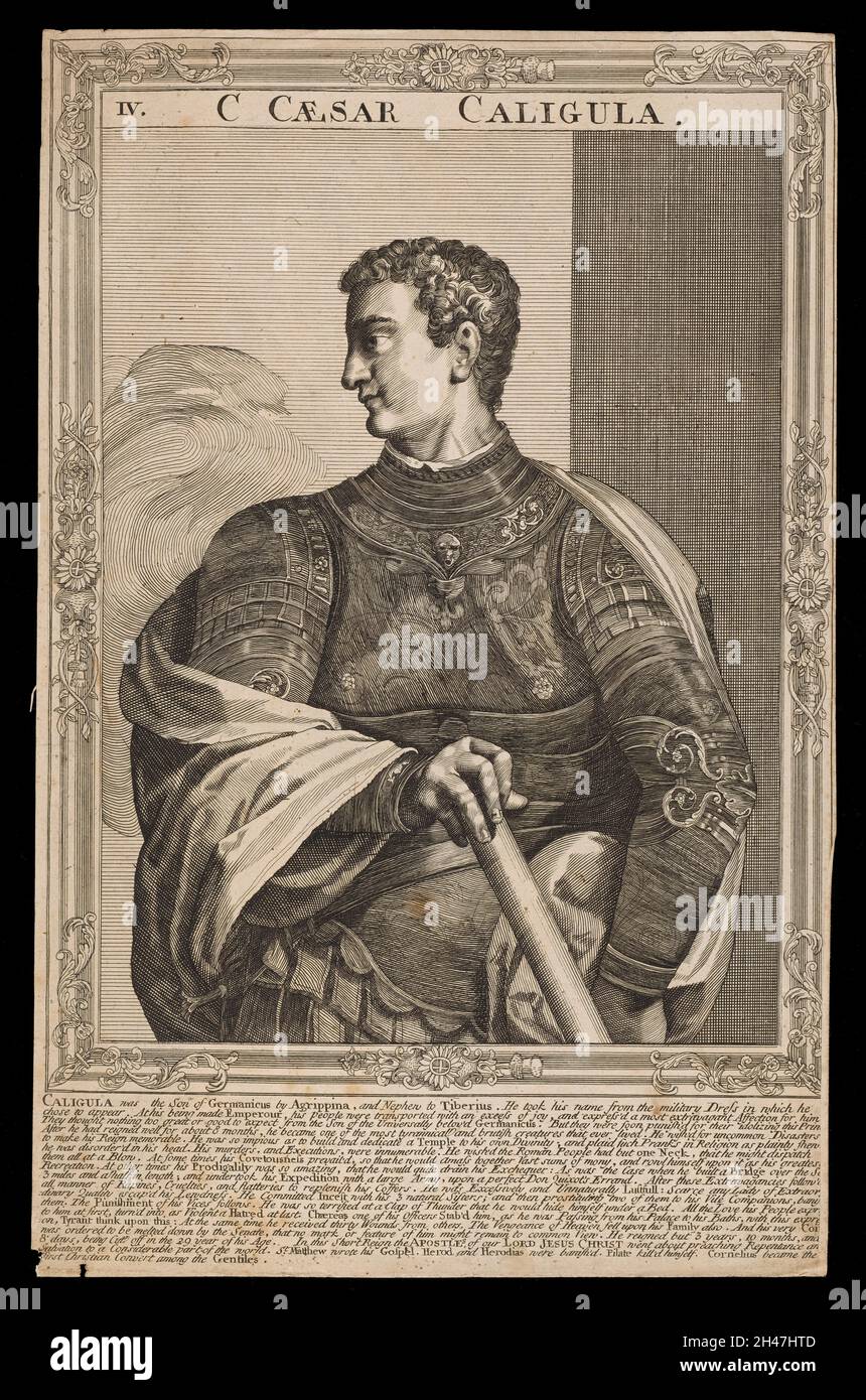 Caligula, Emperor of Rome. Line engraving, 16--, after A. Sadeler after ...