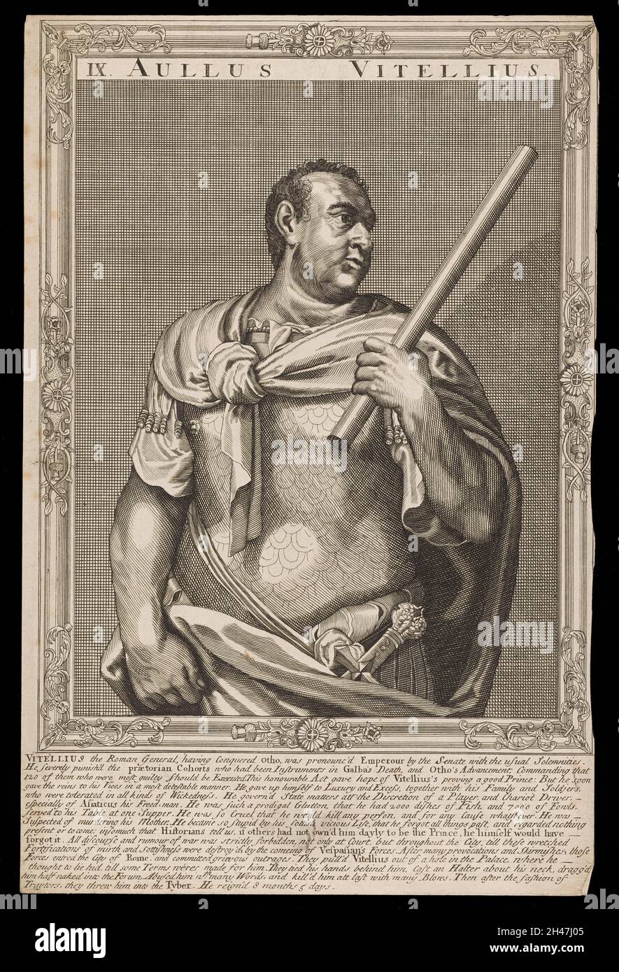 Vitellius, Emperor of Rome. Line engraving, 16--, after A. Sadeler ...