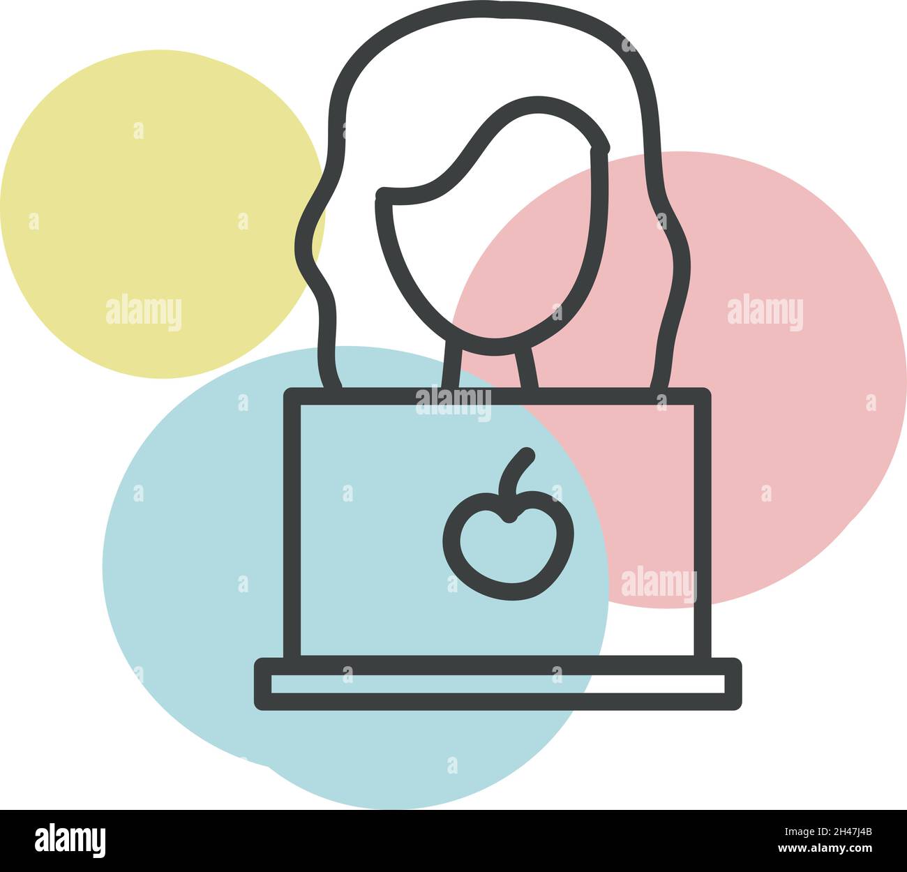 Girl graphic designer, illustration, vector, on a white background ...