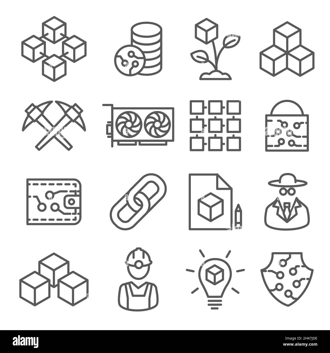 Cryptocurrency concept line icons Stock Vector Images - Alamy