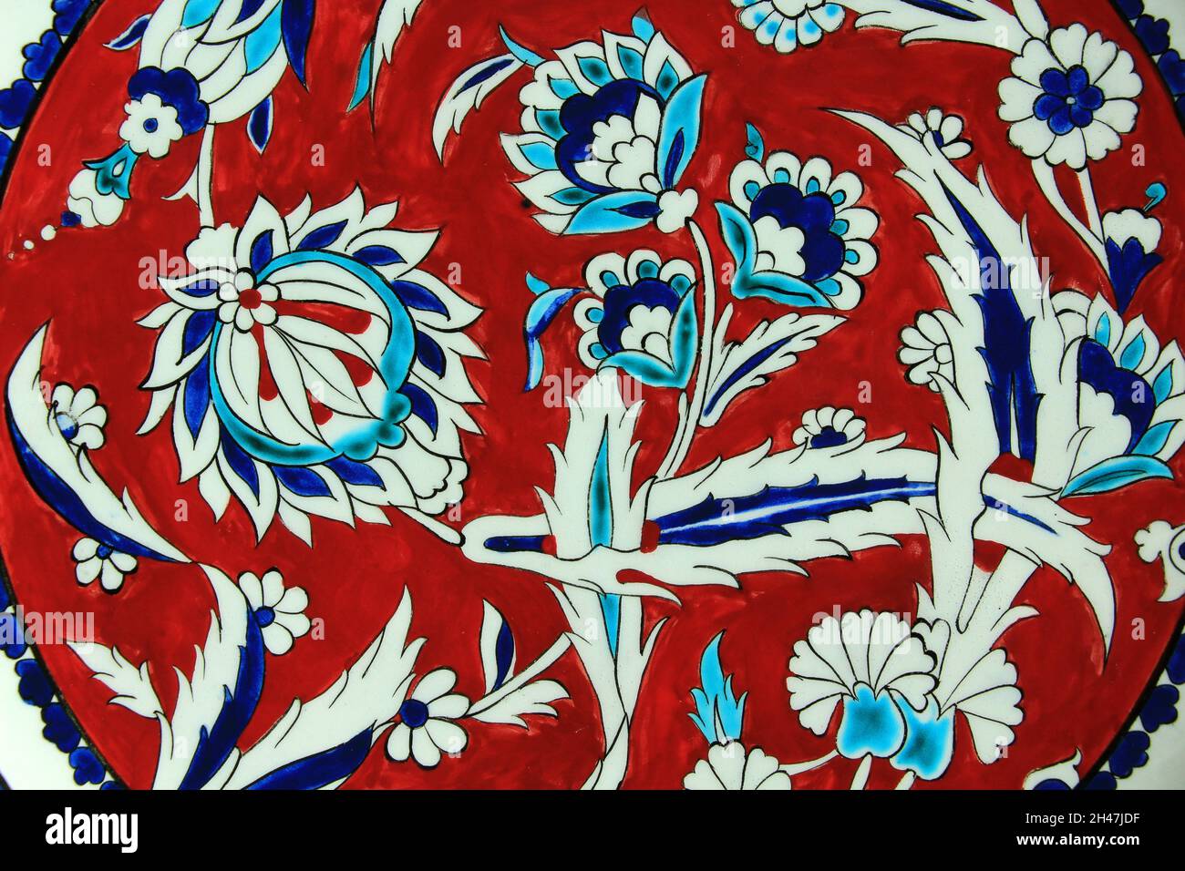 A tile plate made during the Ottoman period. There are traditional ...