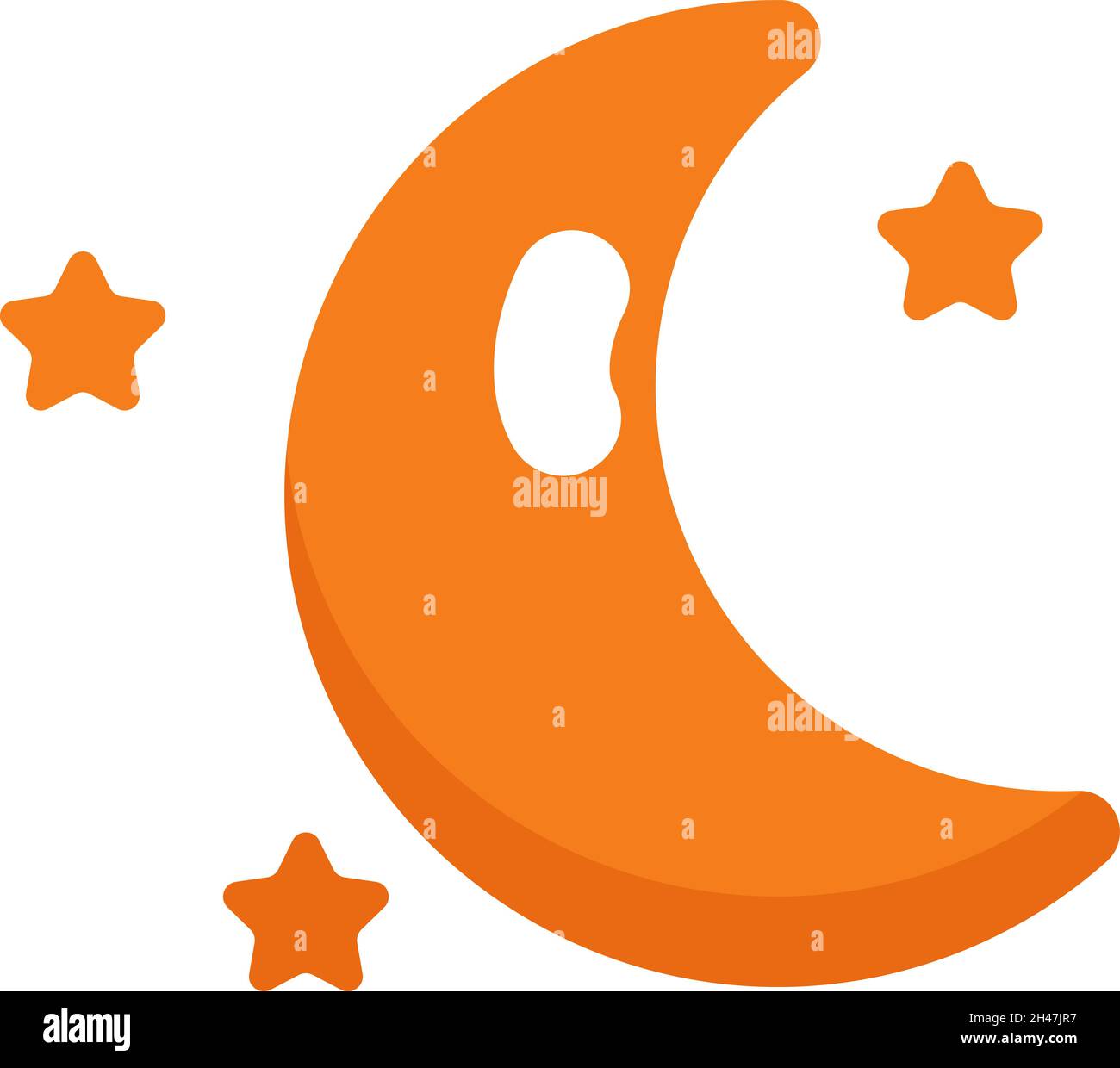 Orange moon, illustration, vector, on a white background Stock Vector ...