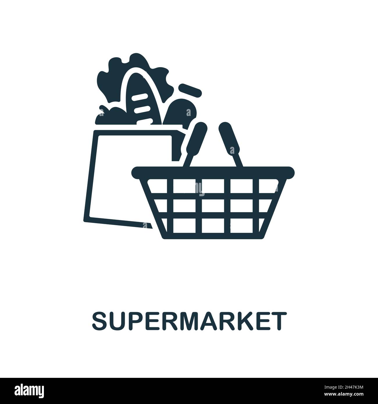 Supermarket icon. Monochrome sign from big city life collection ...