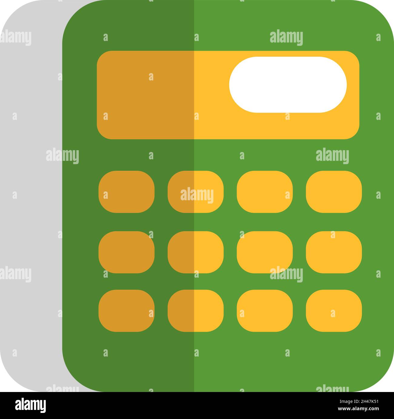 Green and yellow calculator, illustration, vector, on a white ...