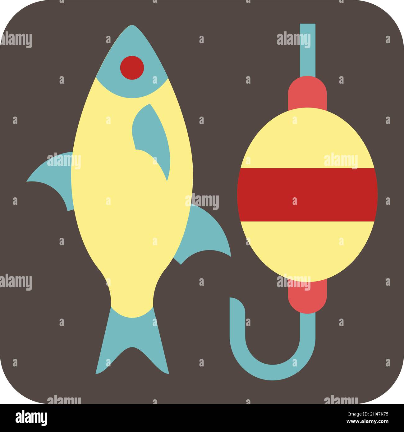 Fish and hook, illustration, vector, on a white background Stock Vector ...