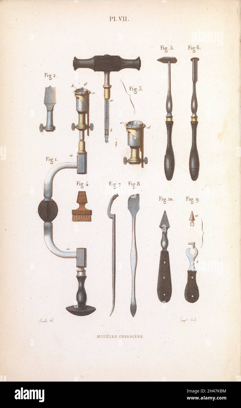 Plate VII, Surgical instruments used for perforation Stock Photo - Alamy