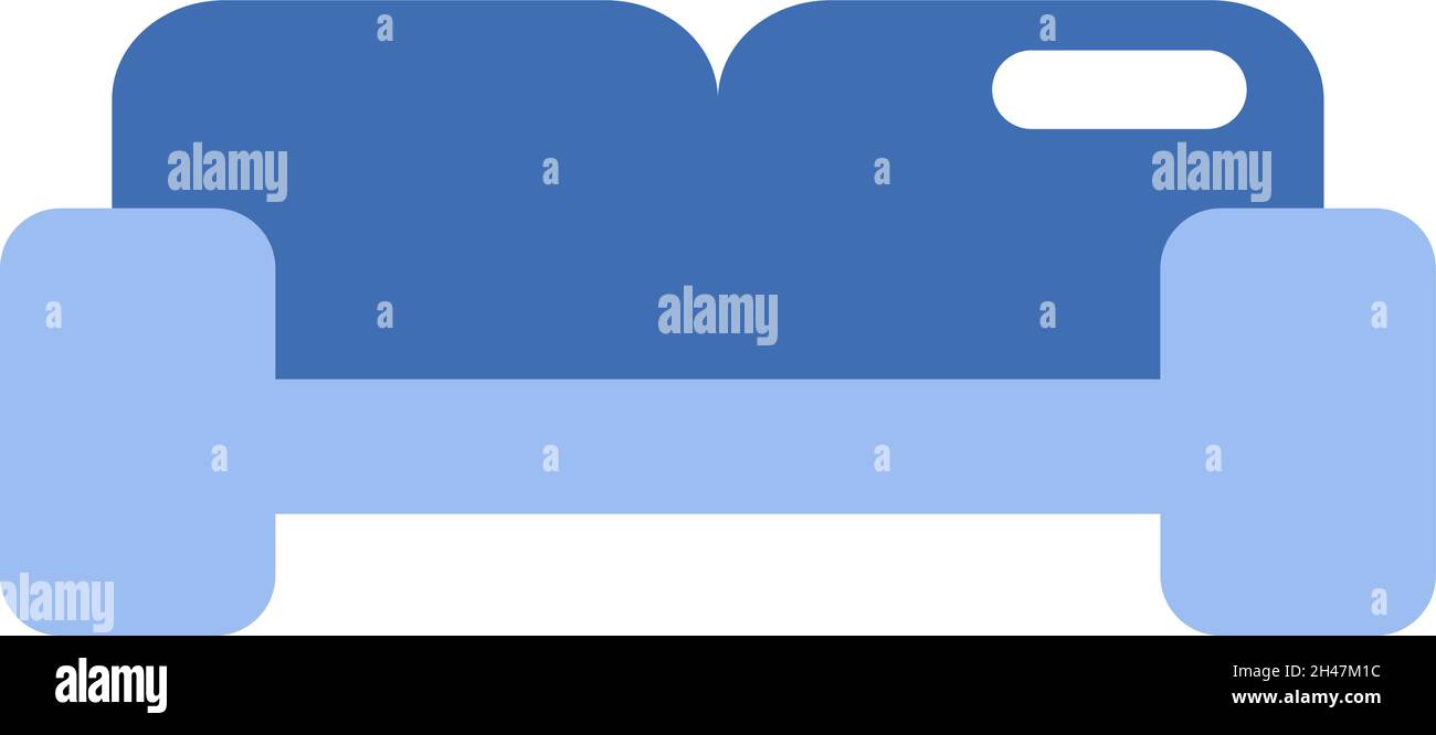 Blue sofa, illustration, vector, on a white background Stock Vector ...