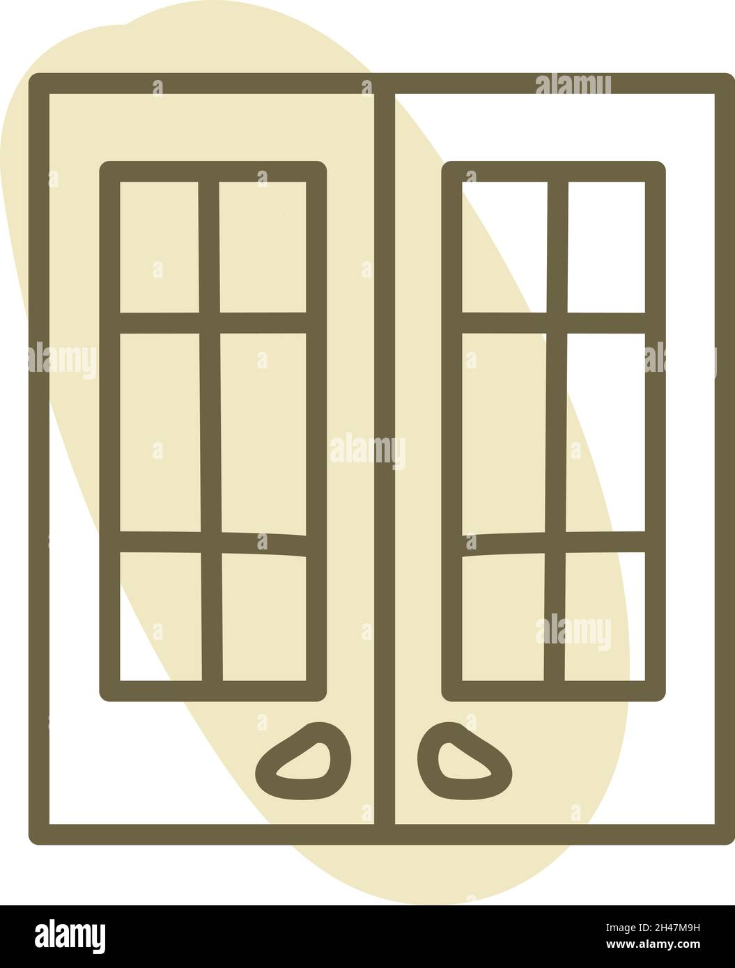 Kitchen glass cupboards, illustration, vector, on a white background ...