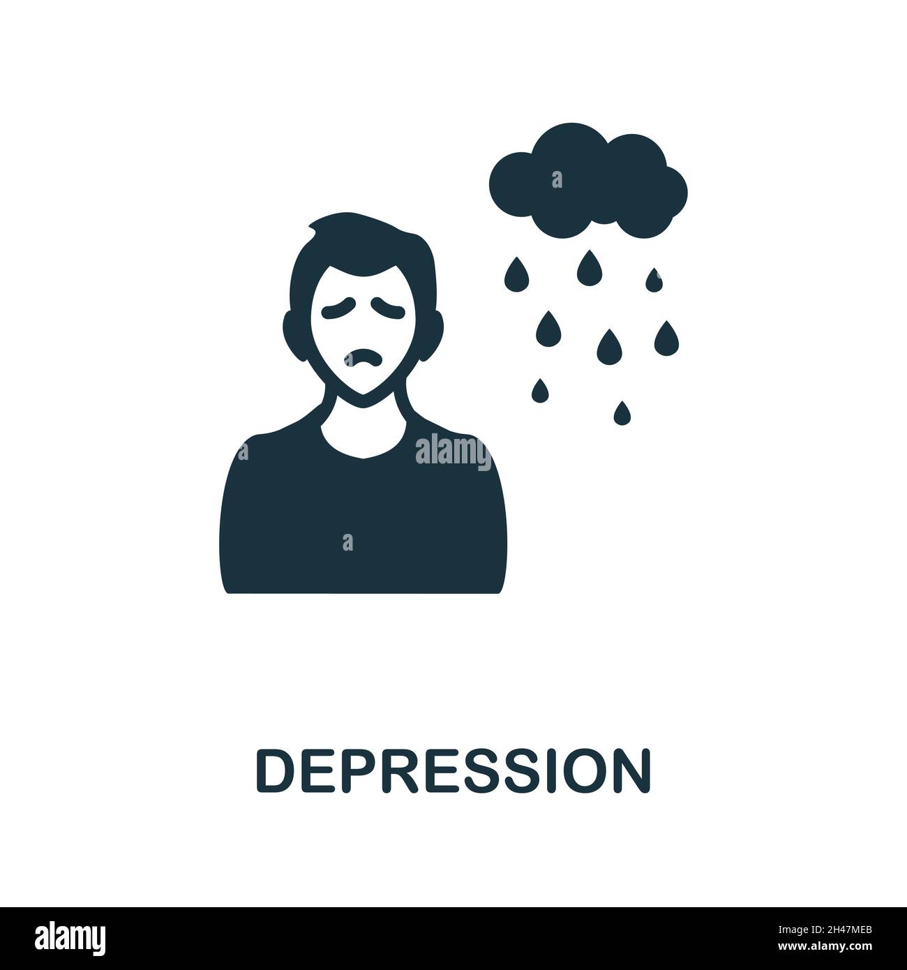 Depression icon. Monochrome sign from psychotherapy collection ...