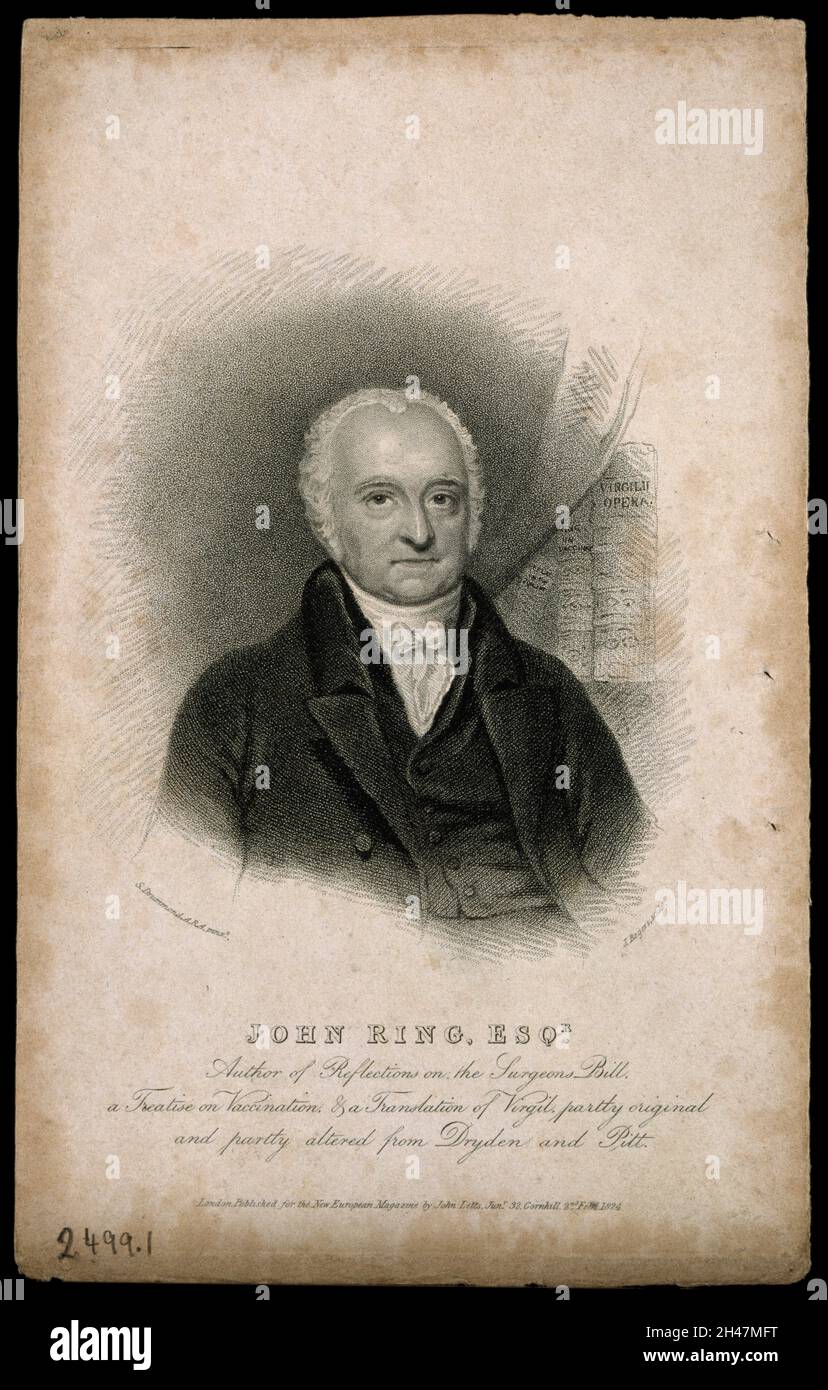 John Ring. Stipple engraving by J. Rogers, 1824, after S. Drummond ...