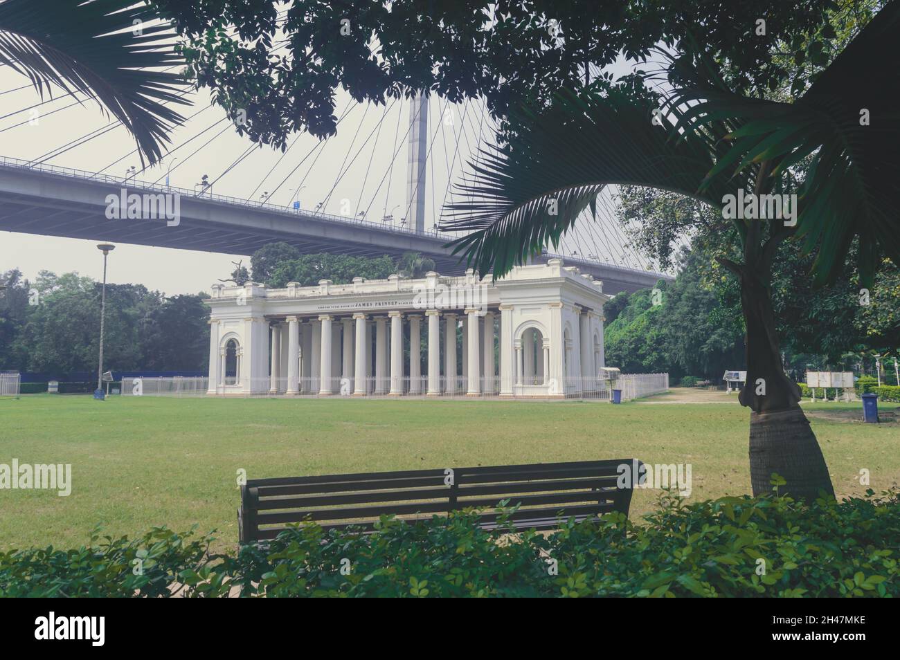 Prinsep Ghat architecture Landscape against Howrah Bridge in background ...