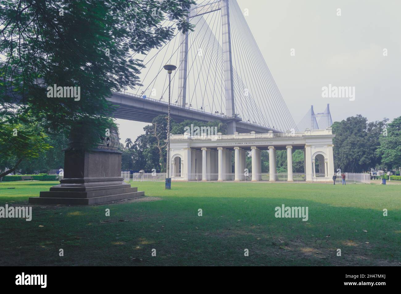 Prinsep Ghat architecture Landscape against Howrah Bridge in background ...