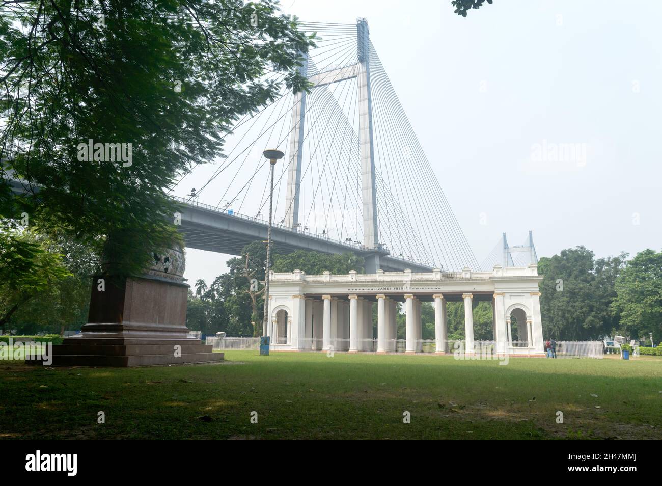 Prinsep Ghat architecture Landscape against Howrah Bridge in background ...