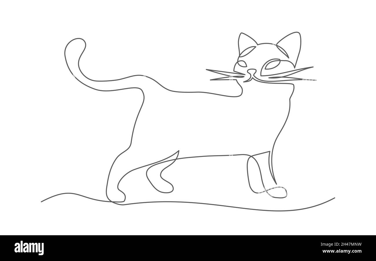 Cat. One line drawing. Vector cat in line style Stock Vector Image ...