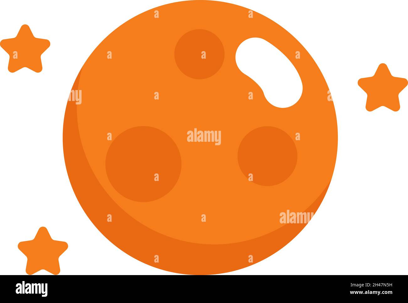 Orange full moon, illustration, vector, on a white background Stock ...