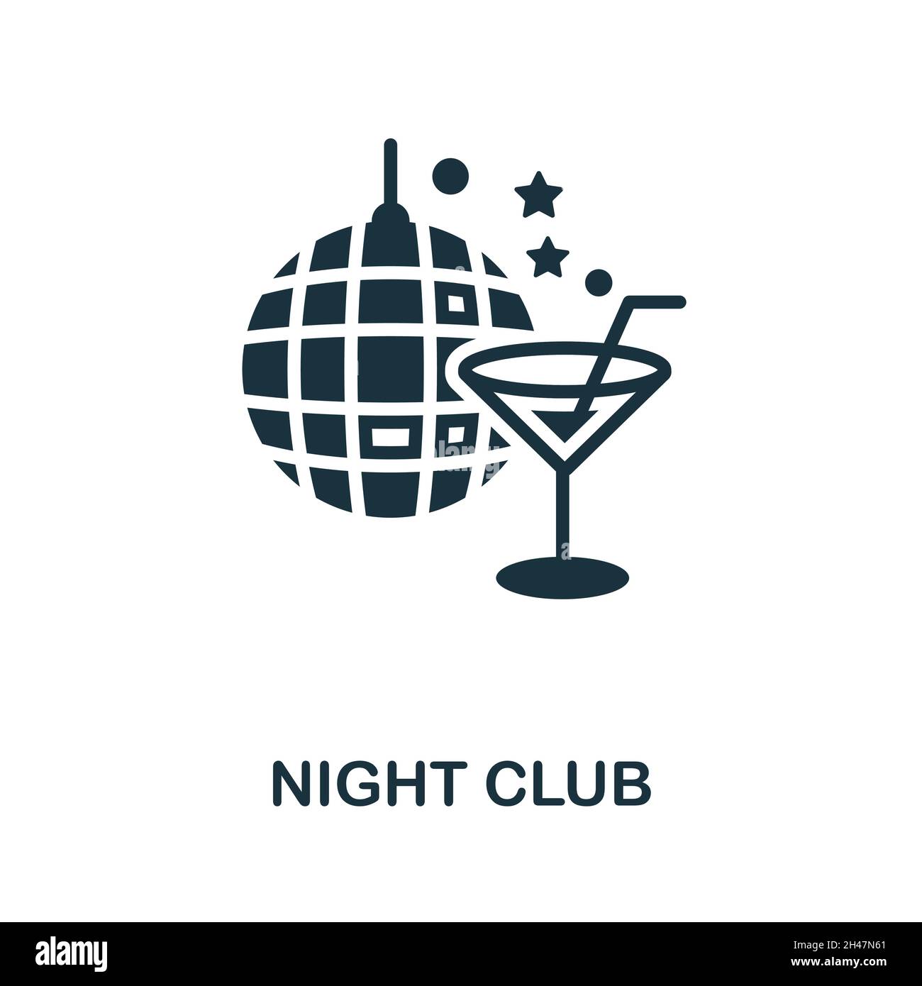 Night Club icon. Monochrome sign from big city life collection ...