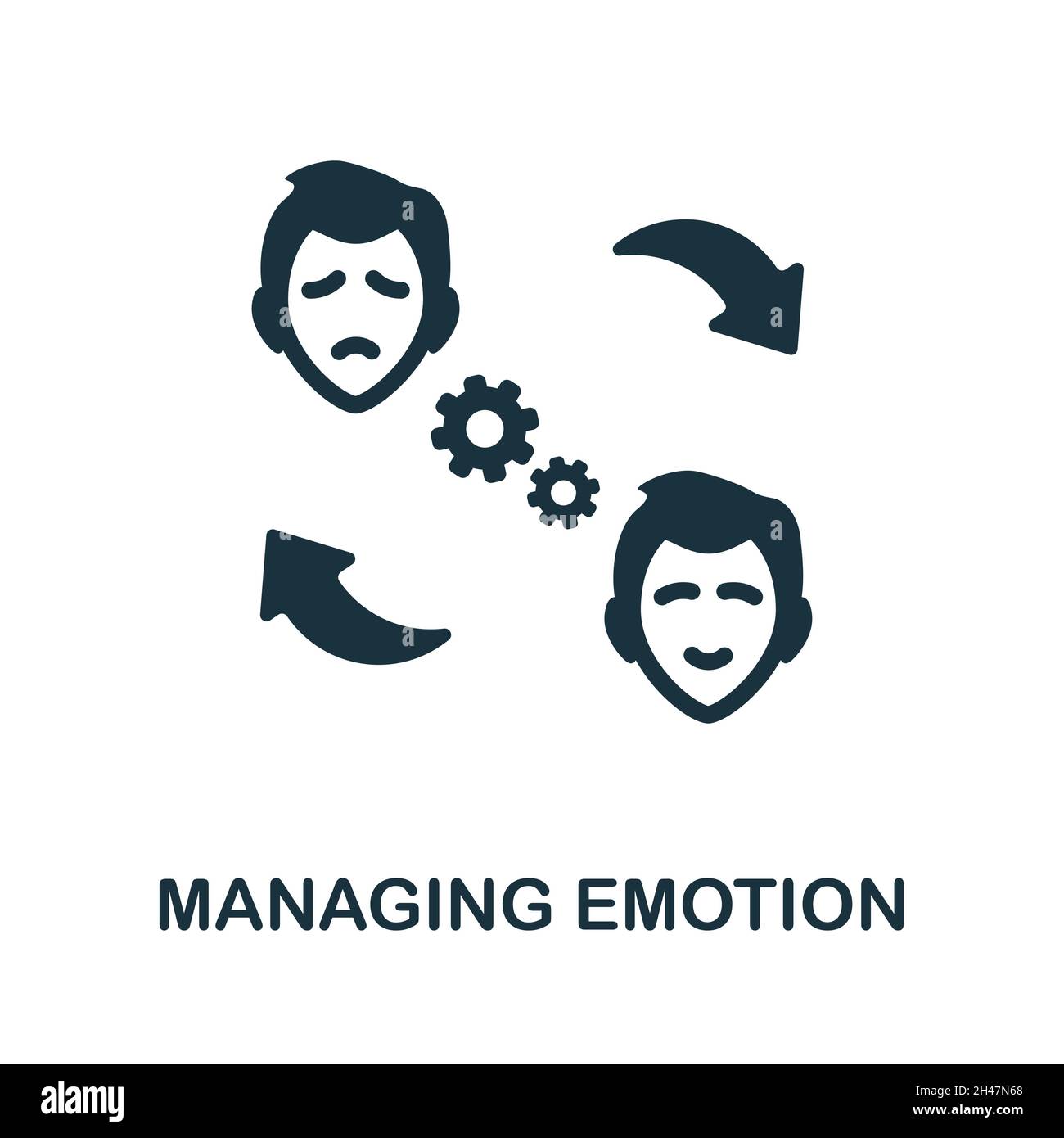Managing Emotion icon. Monochrome sign from psychotherapy collection ...