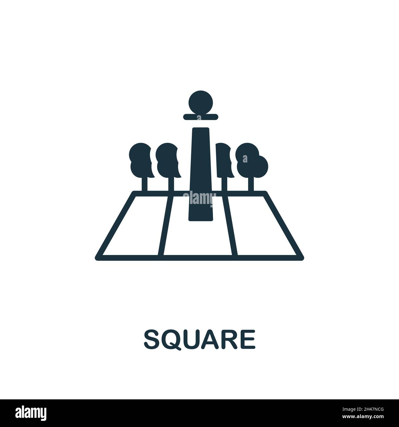 Square icon. Monochrome sign from big city life collection. Creative ...