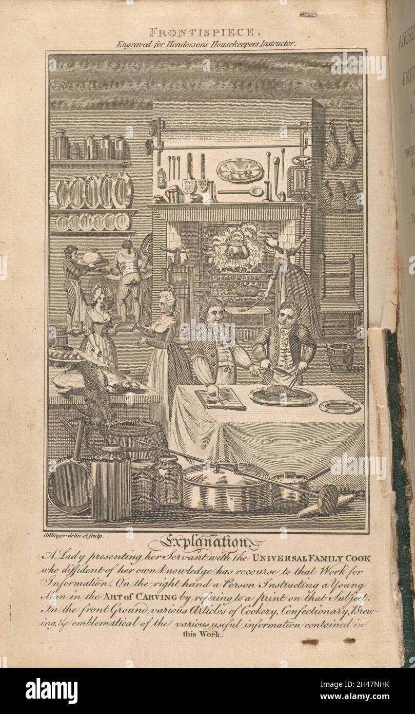 Frontispiece showing a domestic kitchen scene Stock Photo - Alamy