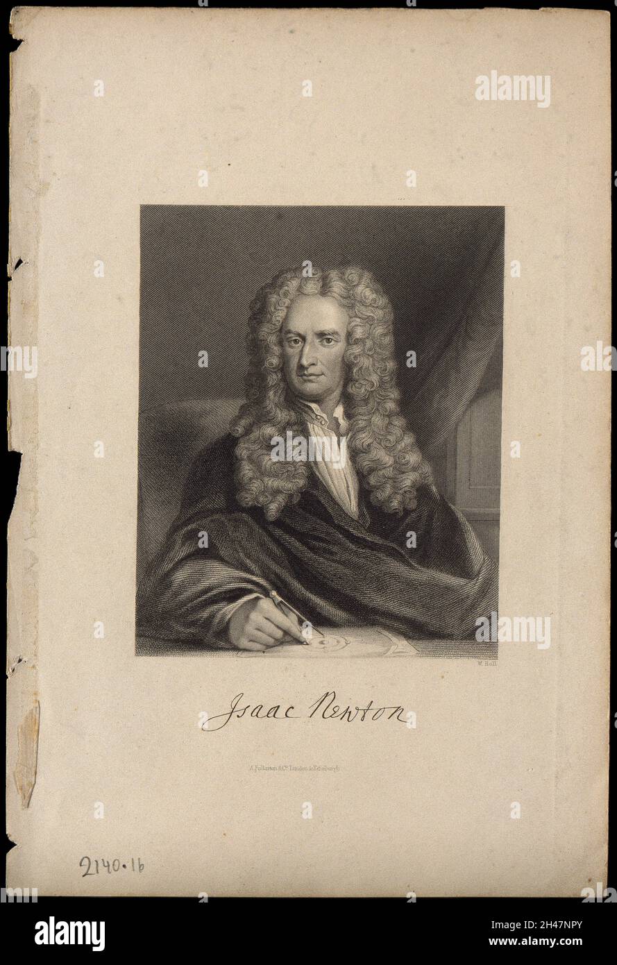 Sir Isaac Newton. Stipple engraving by W. Holl after Sir G. Kneller ...