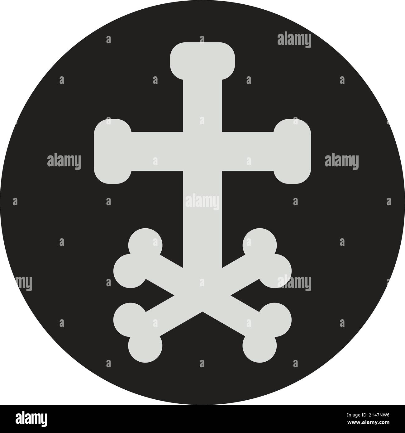 Cross with bones, illustration, vector, on a white background Stock ...