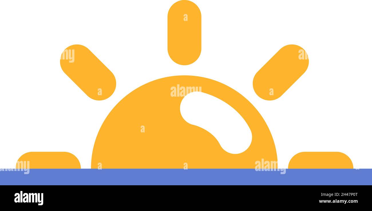 Rising sun, illustration, vector, on a white background Stock Vector ...