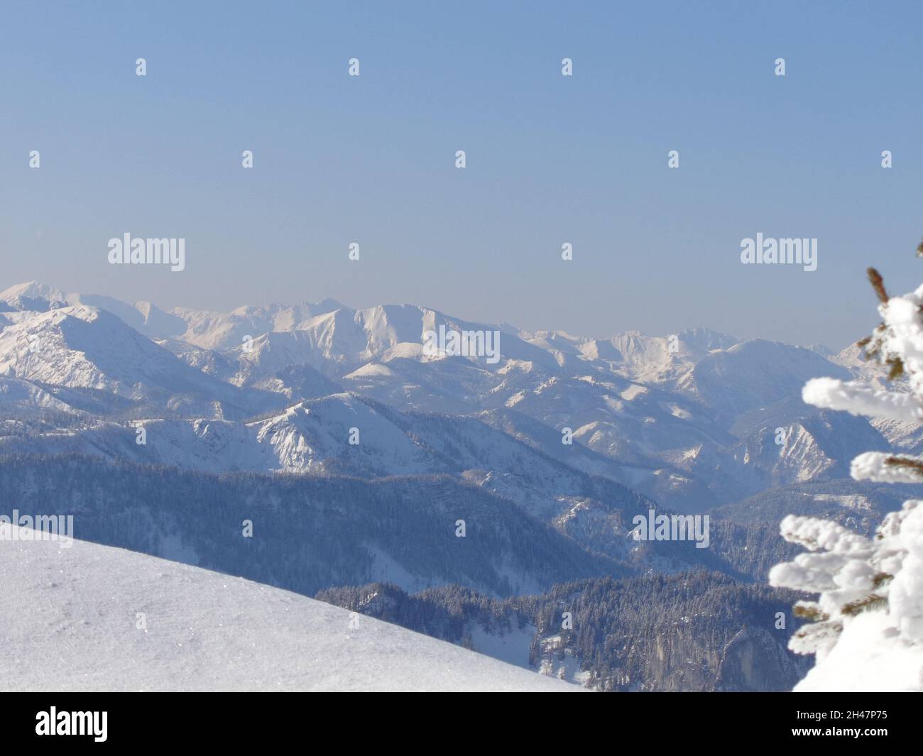 Mesmerizing view of snow-capped mountains in Austria Stock Photo - Alamy
