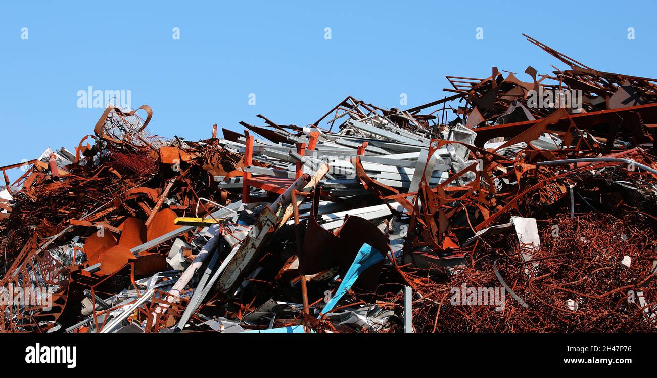 pile of many rusted ferrous scrap in a landfill controlled by a foundry Stock Photo - Alamy