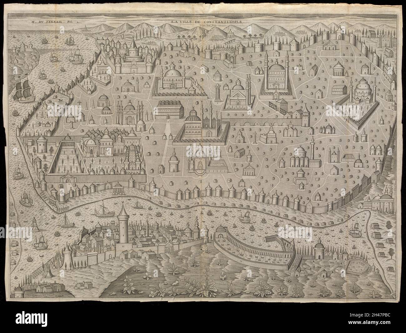 Constantinople: the Historic Peninsula. Engraving by J. Isac Stock ...