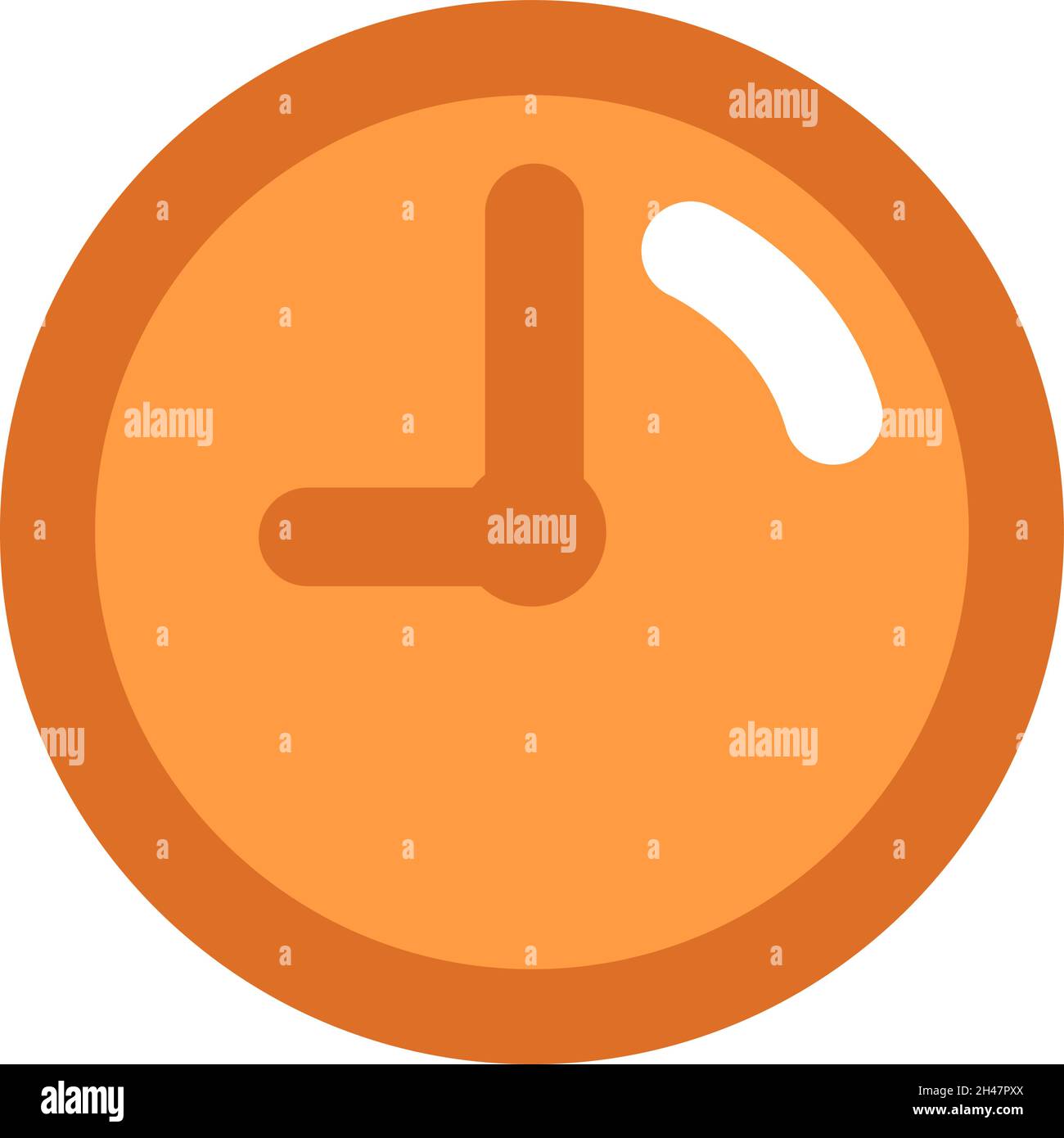 Orange clock, illustration, vector, on a white background Stock Vector ...