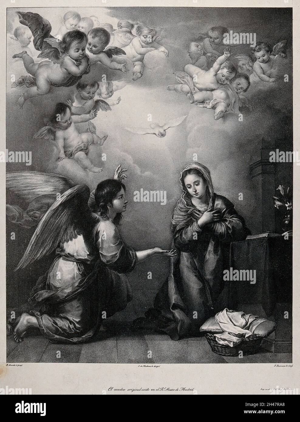 The angel, announcing the birth of Christ, gives a lily to the Virgin ...