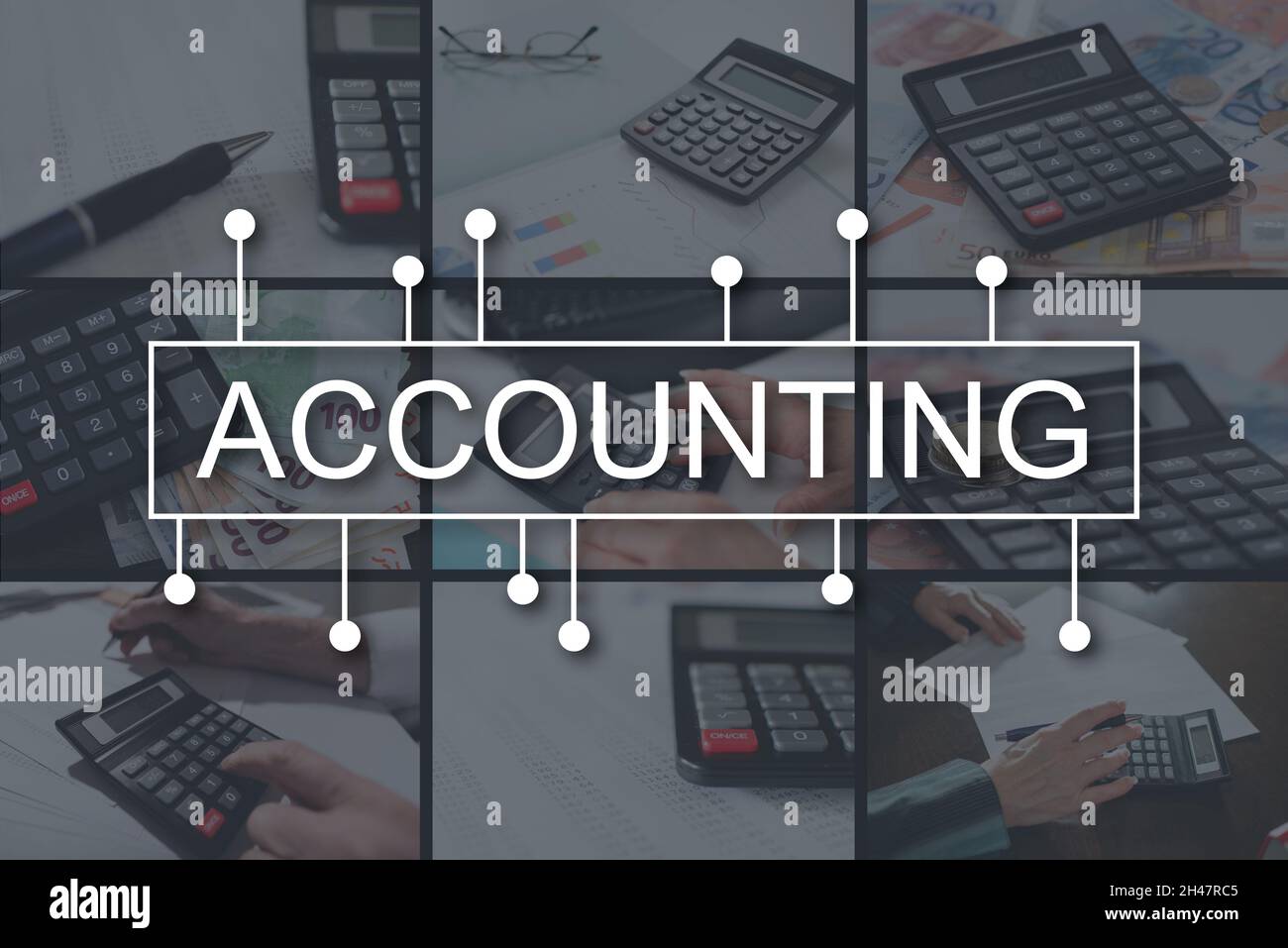 Accounting concept illustrated by pictures on background Stock Photo ...