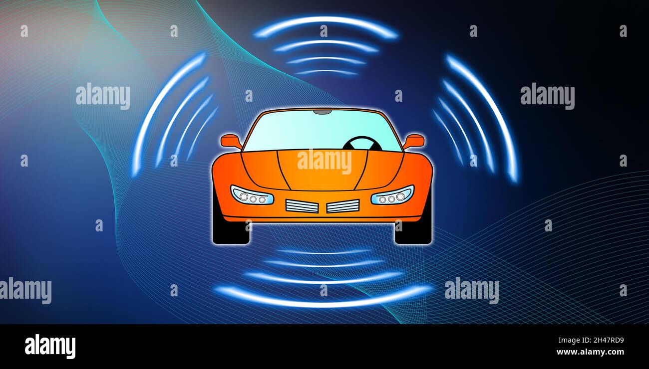 Illustration of a smart car concept Stock Photo - Alamy