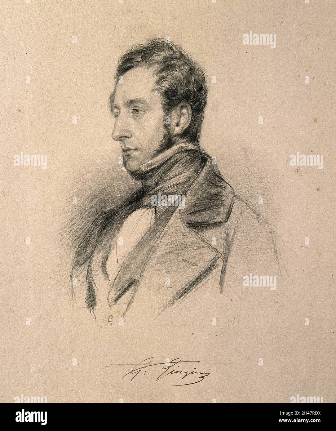 Giovanni Giorgini. Pencil drawing by C. E. Liverati, 1841 Stock Photo ...