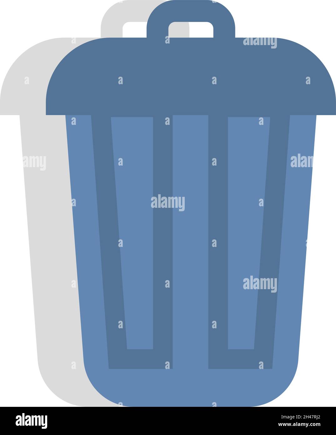 Blue trash bin, illustration, vector, on a white background Stock ...