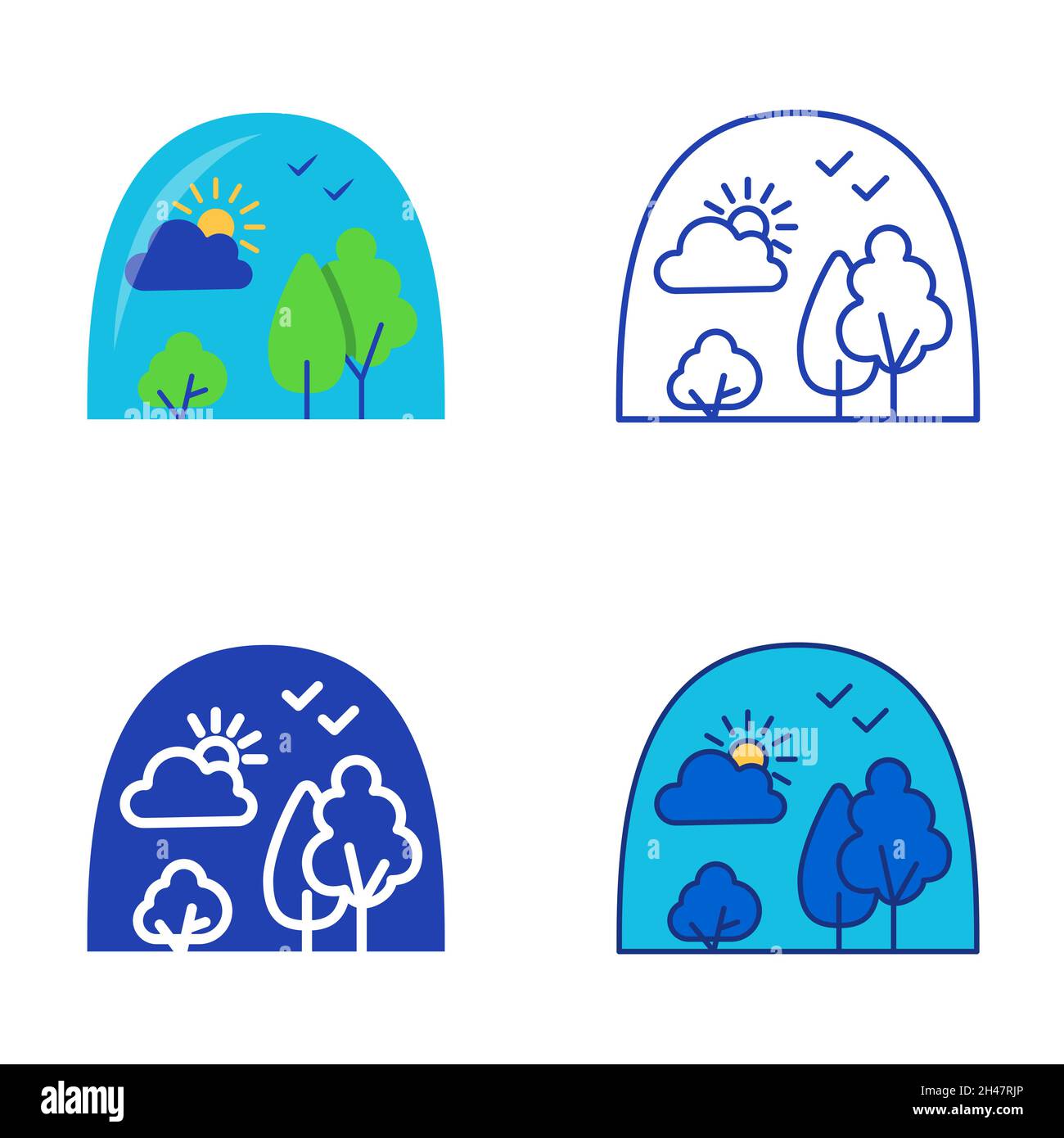 Ecosystem icon set in flat and line style. Ecology and environment ...