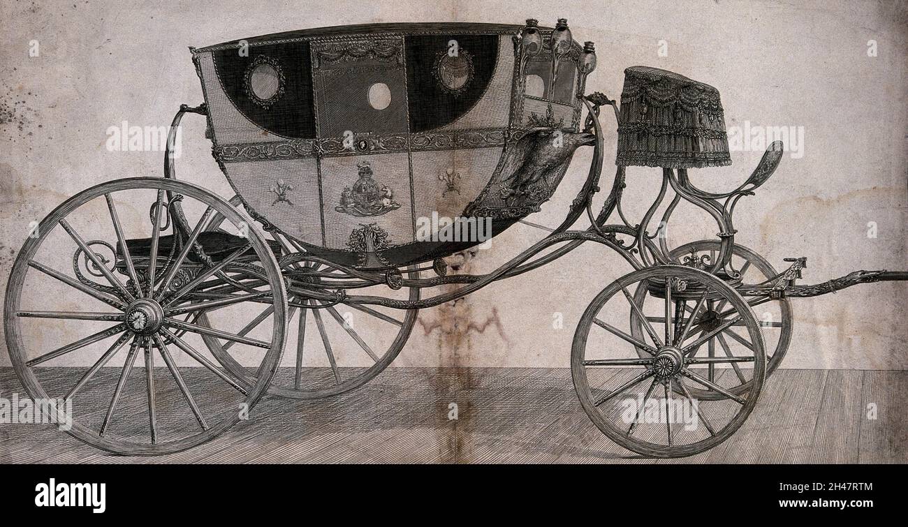 A carriage made for Frederick Prince of Wales. Engraving Stock Photo ...