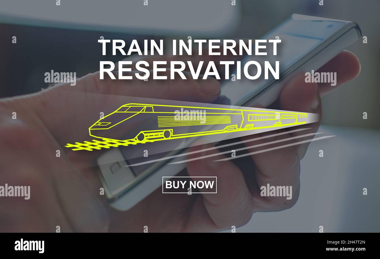 Train internet reservation concept illustrated by a picture on ...