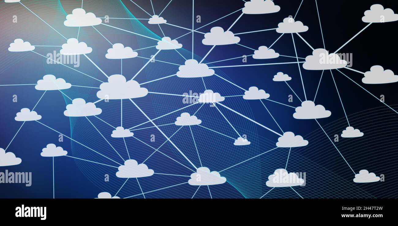 Illustration of a cloud network concept Stock Photo - Alamy