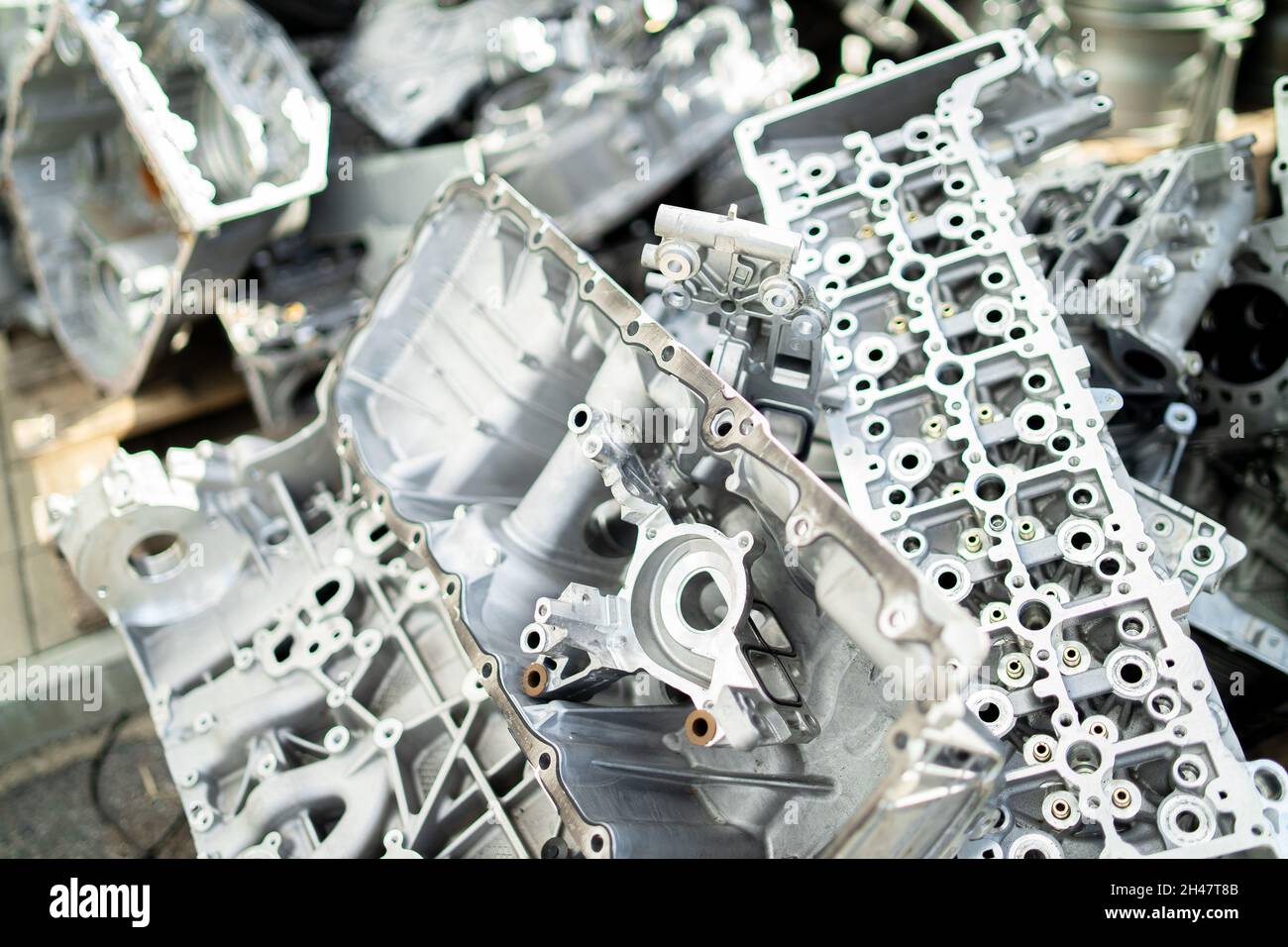 Closeup of old scrapped engine parts placed close together Stock Photo ...