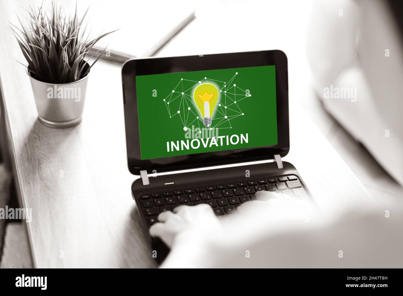 Laptop screen displaying an innovation concept Stock Photo - Alamy
