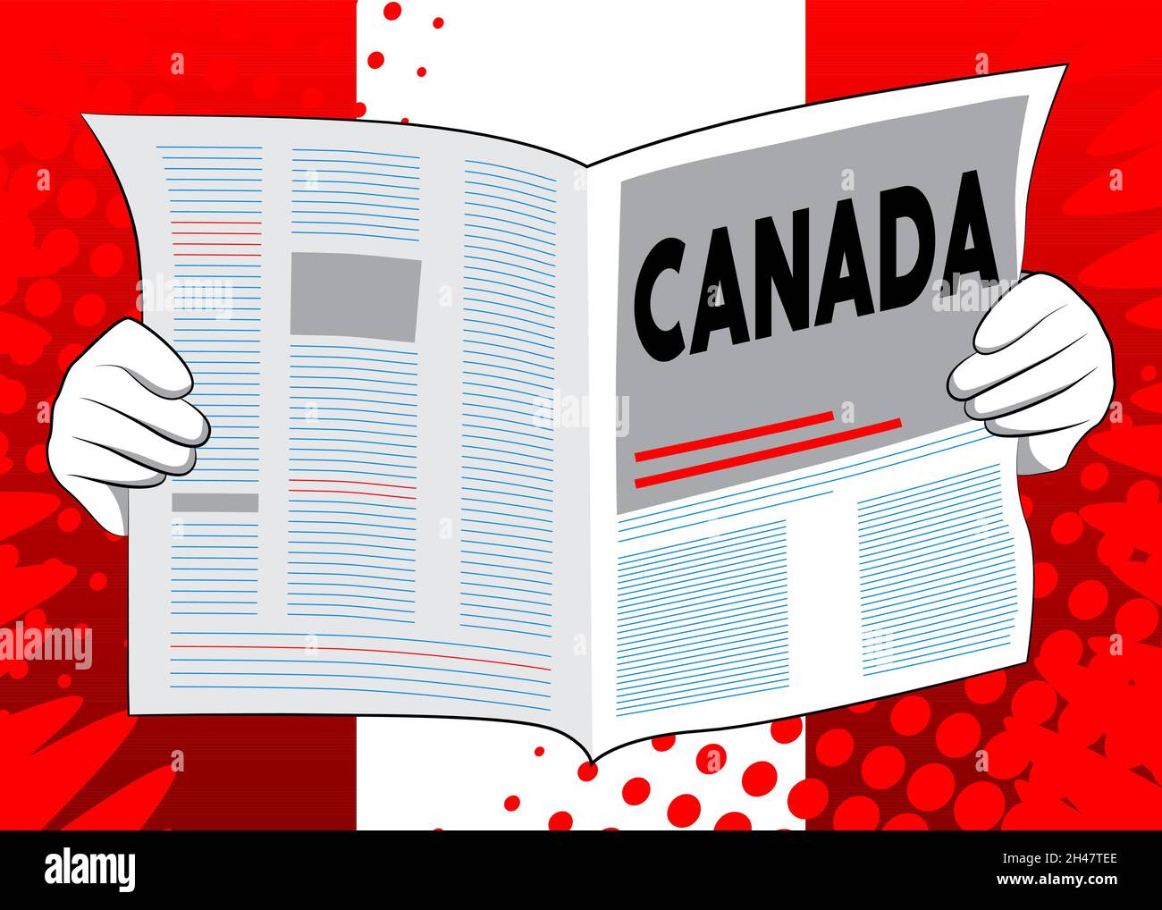 Business Newspaper with the text Canada as headline. Vector cartoon ...