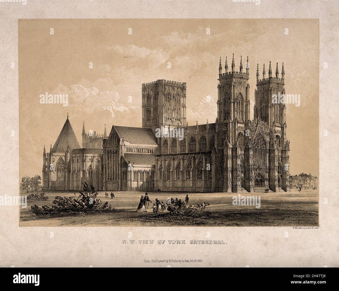 York Minster: north-west view. Tinted lithograph by W. Monkhouse, 1848 ...