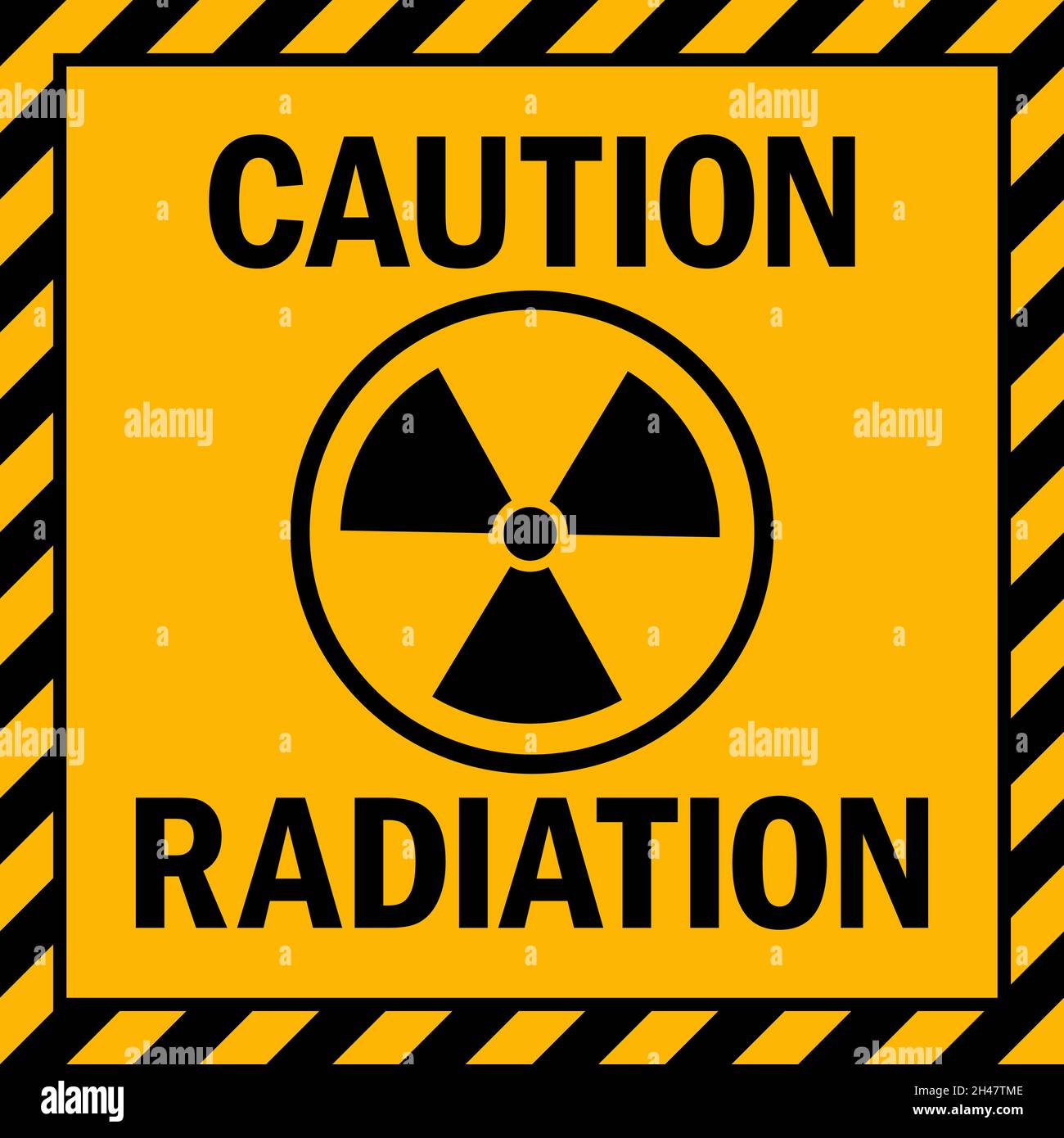 Caution radiation hazard sign with concrete stripes background Stock ...