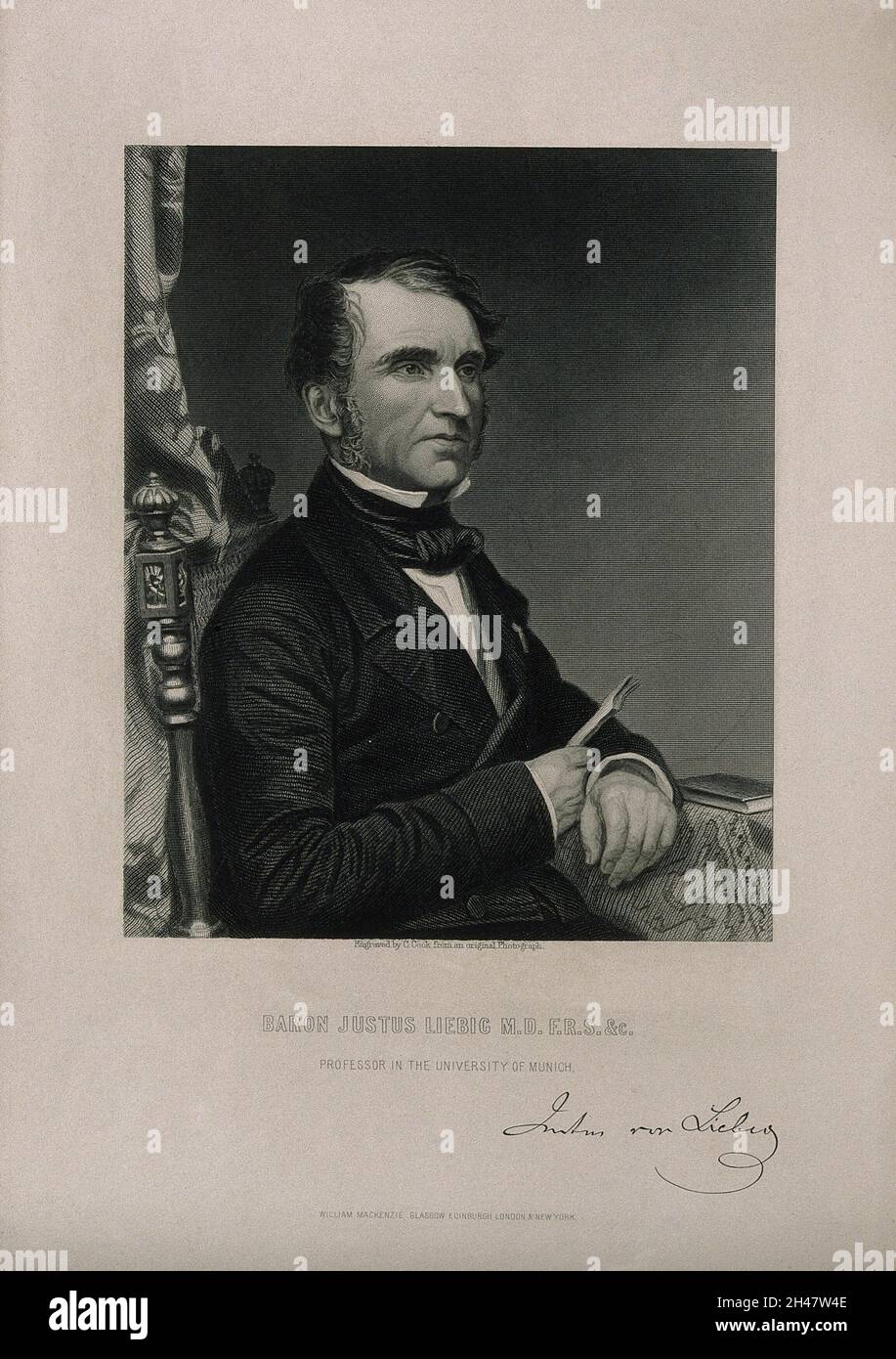 Justus von Liebig. Stipple engraving by C. Cook Stock Photo - Alamy
