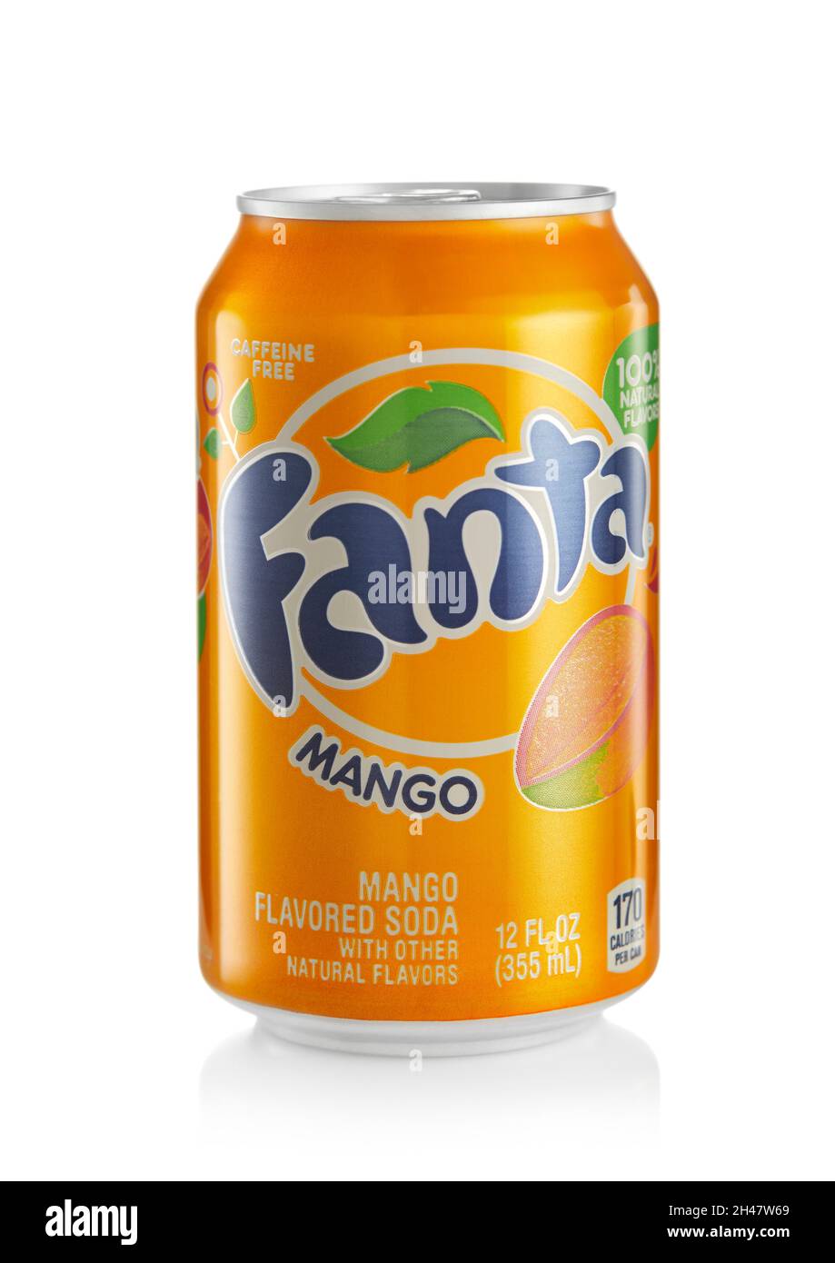 LONDON,UK - OCTOBER 21, 2021 : Aluminium can of Fanta Mango Flavored ...