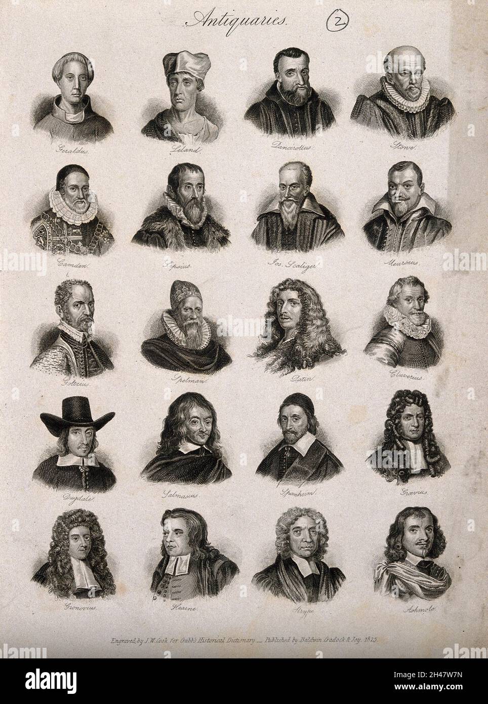 Antiquaries: twenty portraits of historians. Engraving by J.W. Cook ...